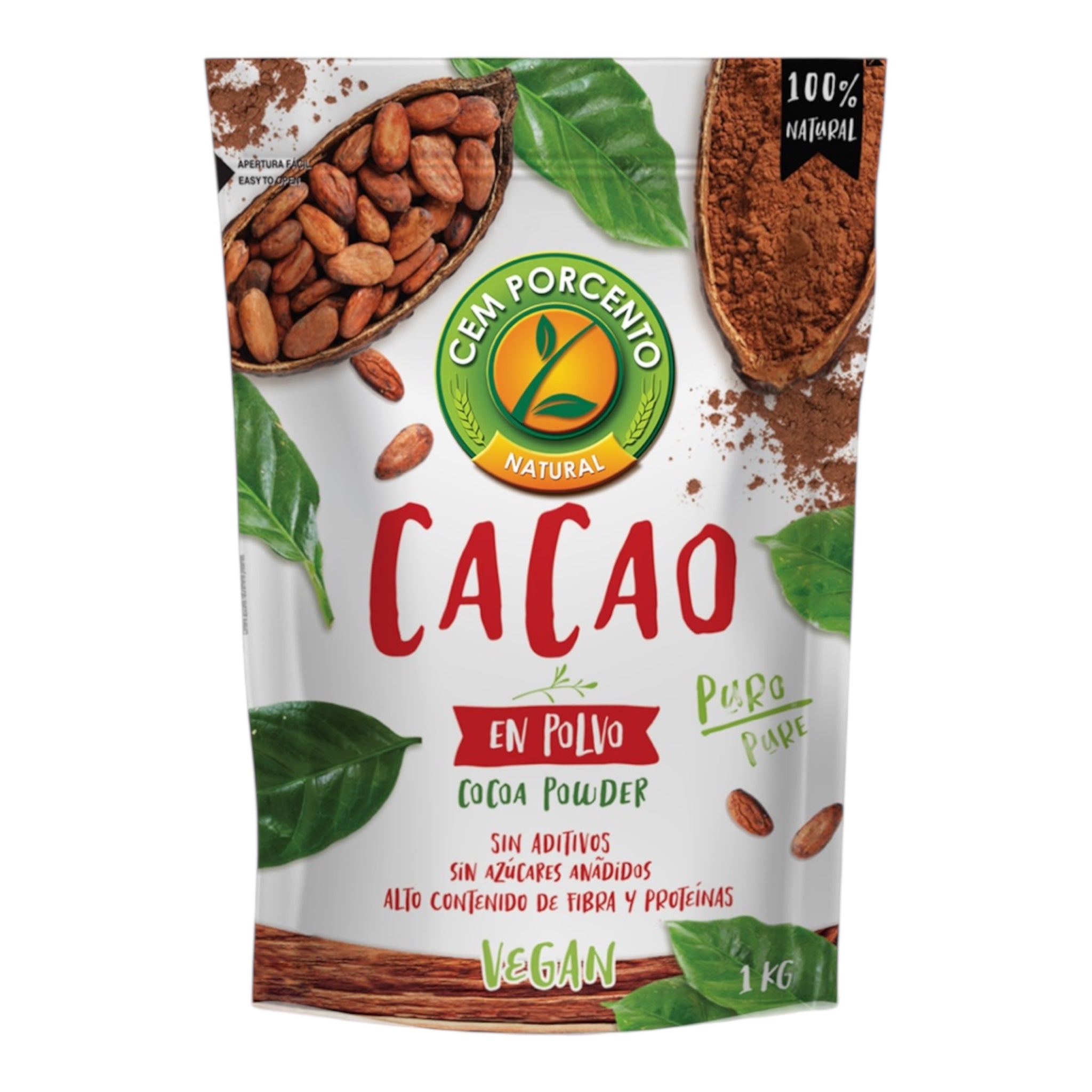 Cacao en Polvo 100% Natural - 1Kg - Cem Porcento – AZALA® GOURMET